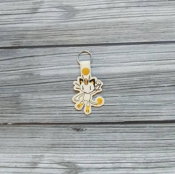 Meowth Keychain Pokemon Keychain Vinyl Embroidered | Etsy