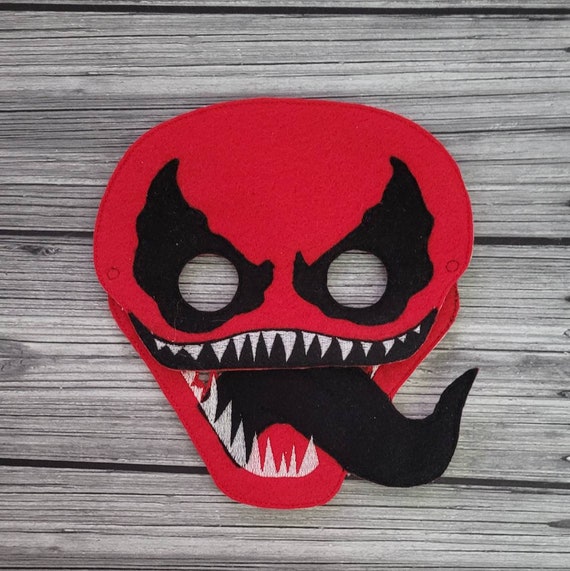 Red Villain Felt Embroidered Mask Carnage Comic Book Villain - Etsy