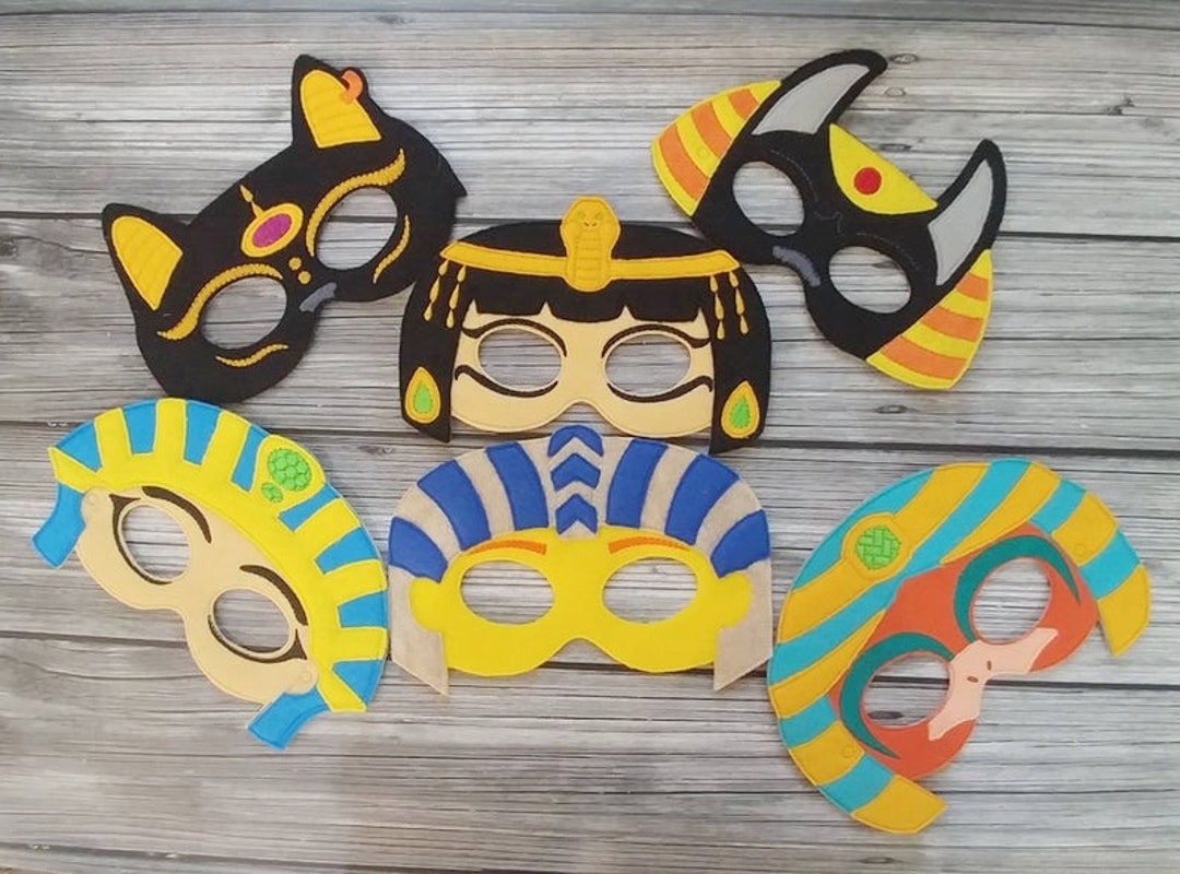 Egyptian Felt Embroidered Mask - Cleopatra - Egyptian Cat - Ra - Spinhx ...
