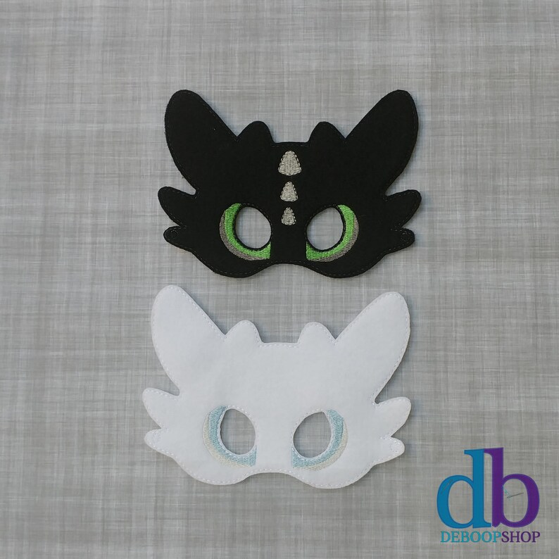 Black Dragon and White Dragon Felt Embroidered Mask-Night Fury | Etsy