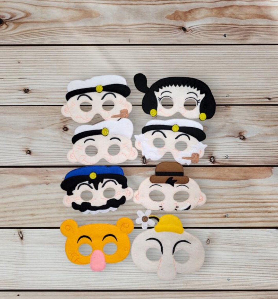 Felt Cartoon Character Masks: Sailor Man & Friends Pretend Play - Etsy