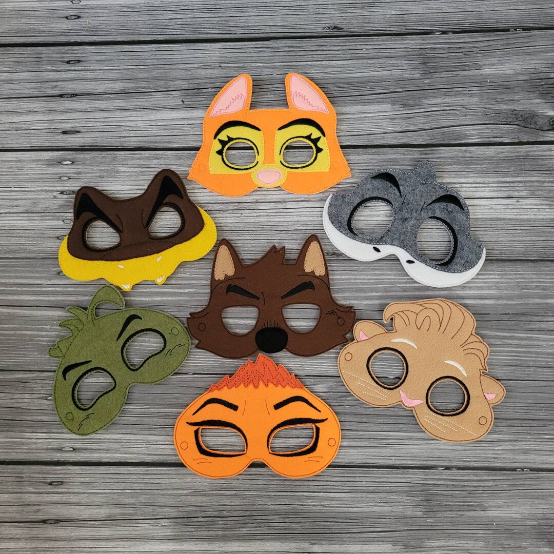 Bad Boys Felt Masks-animal Masks- -shark-snake-piranaha-tarantula-wolf ...