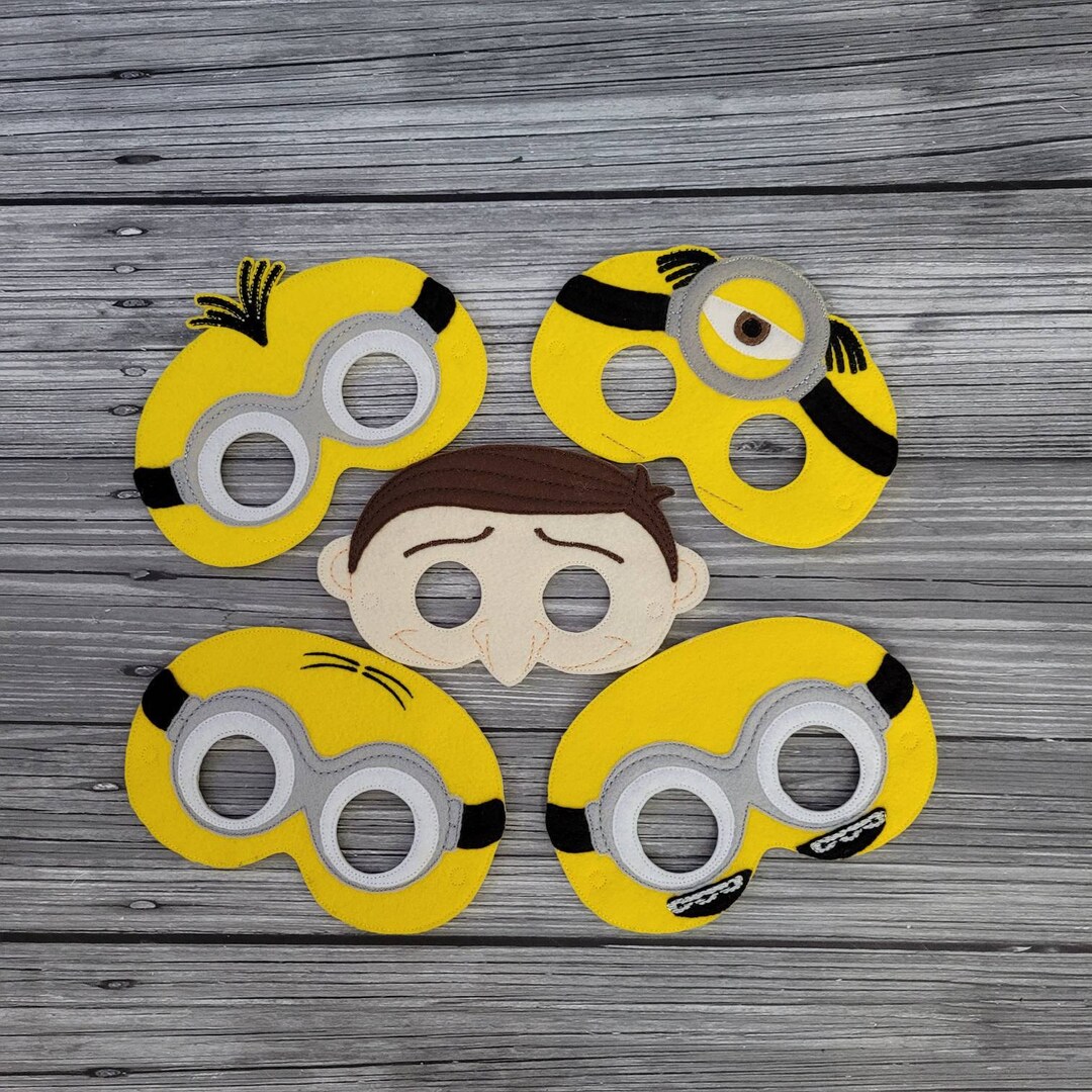 Young Villain and Henchman Felt Masks - Yellow Sidekicks Masks - Dress ...