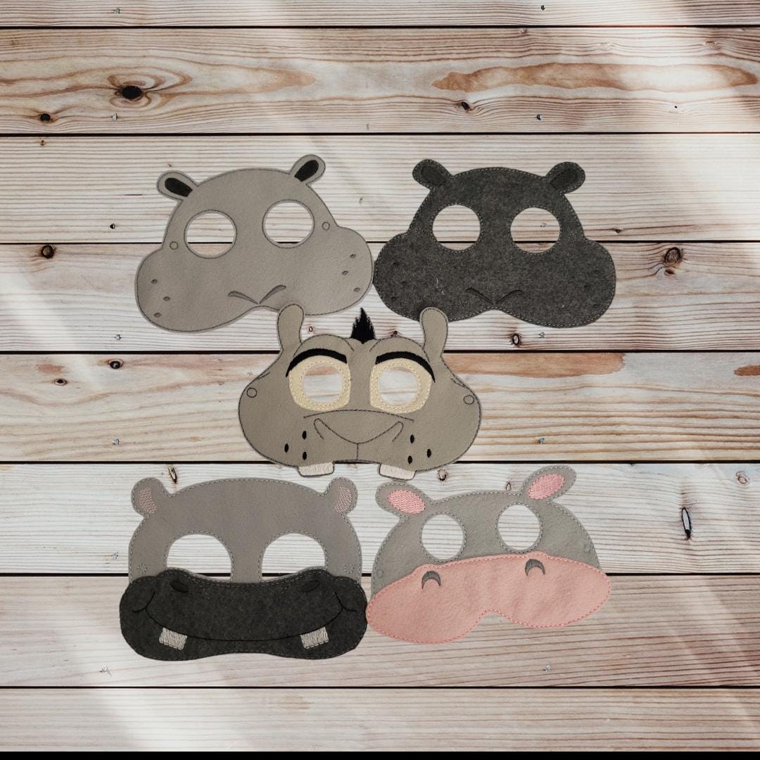 Hippopotamus Felt Pretend Play Mask- Hippo Mask - African Animals ...