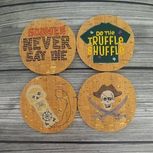 Awkward Kids Themed Embroidered Cork Coasters - Drink Coasters - Fabric ...