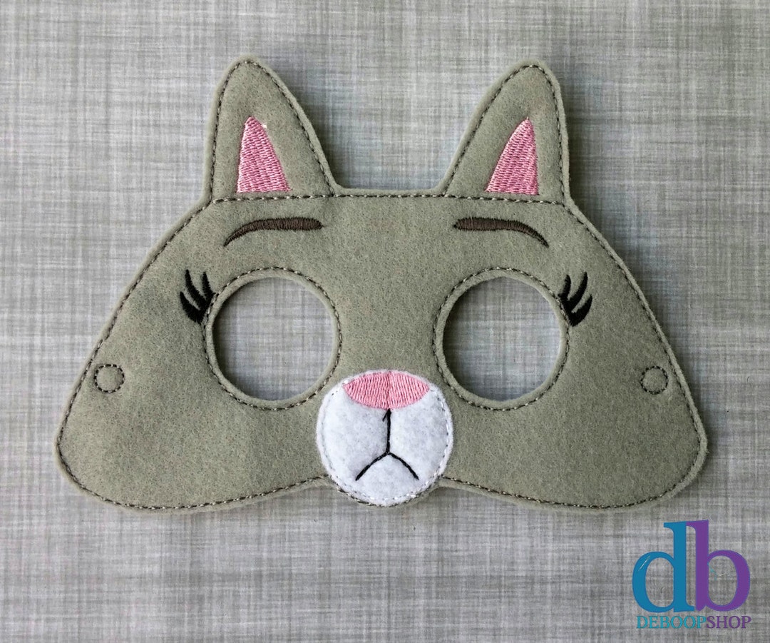 Cat Felt Embroidered Mask - Chloe the Cat - Kid & Adult - Creative Play ...