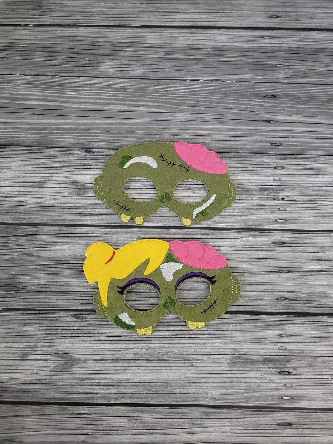 Zombie Masks - Zombie Girl - Zombie Boy - Felt Embroidered Mask -day of ...