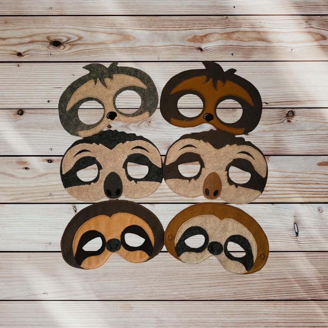 Sloth Pretend Play Felt Mask - Dress-up - Creative Play - Halloween ...