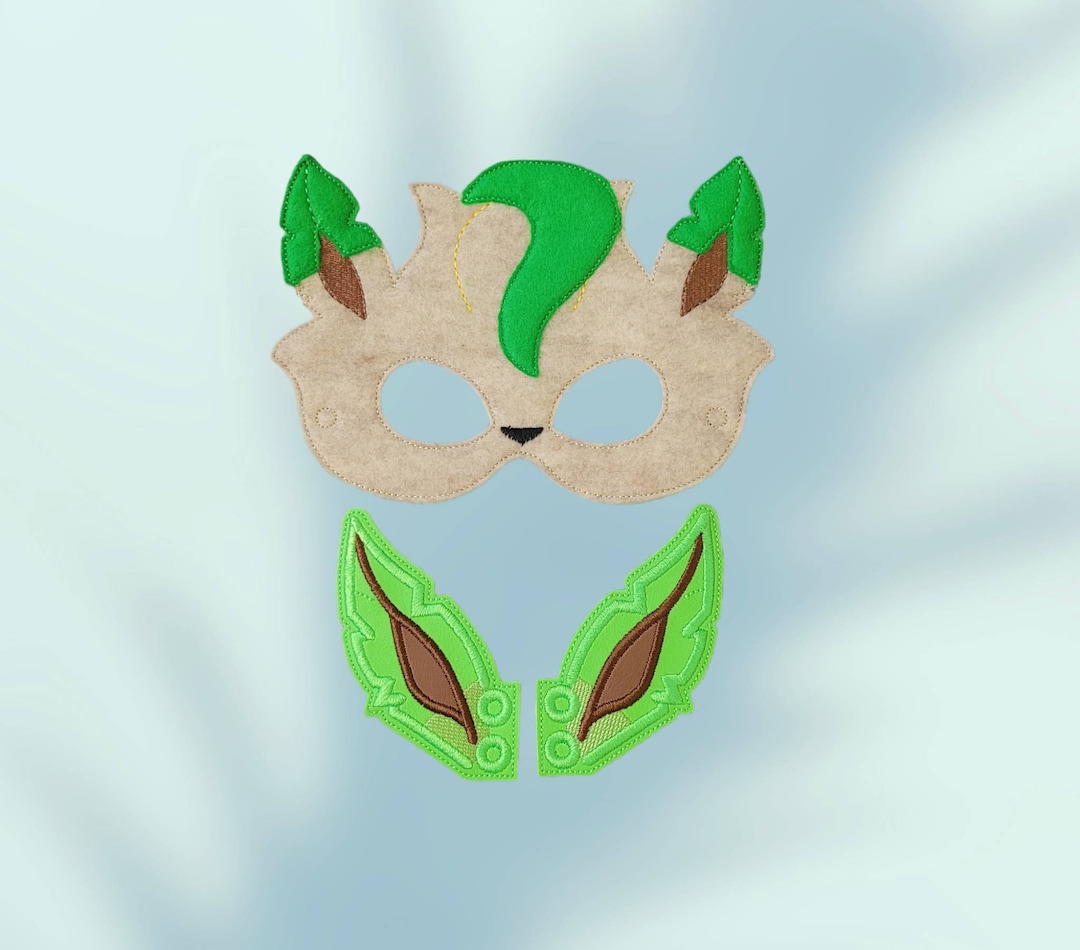 Tree Fox - Leafeon Felt Embroidered Mask - Evolution - Plant Fox - Kid ...