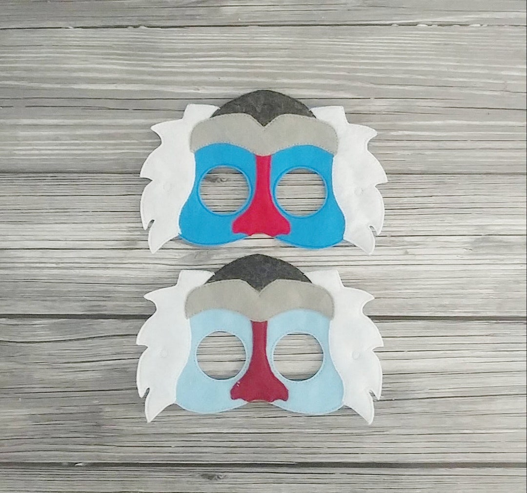Baboon Mask -rafiki Mask - Lion Kingdom Felt Embroidered Mask - Kid ...