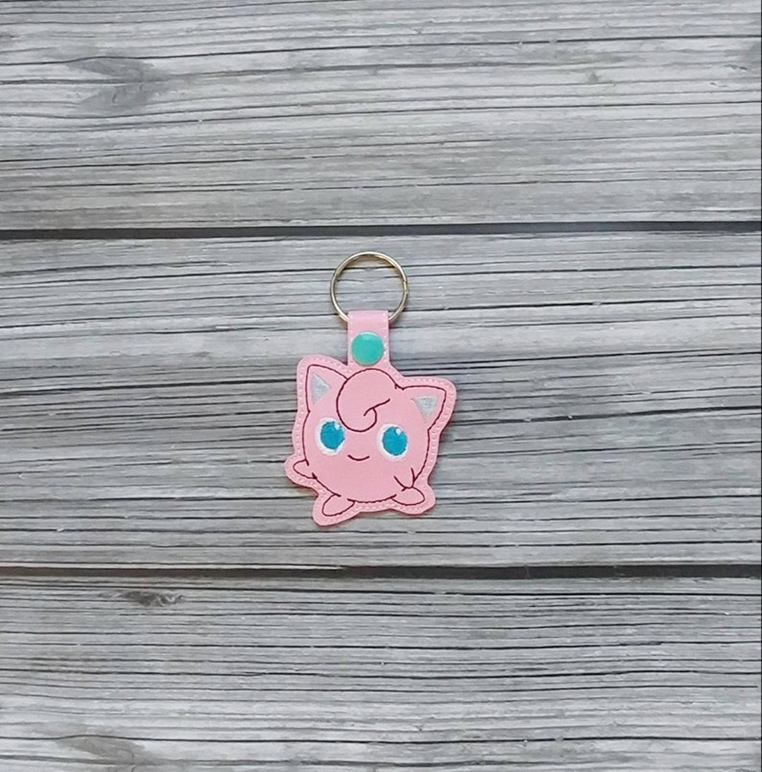 Pink Pokey Keychain: Vinyl Embroidered Gaming Animal Zipper Pull - Etsy