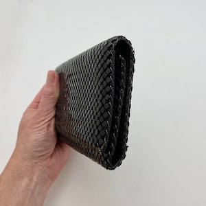 Vintage Black Metal Mesh Trifold Wallet Purse With Snap Closure, Faux ...