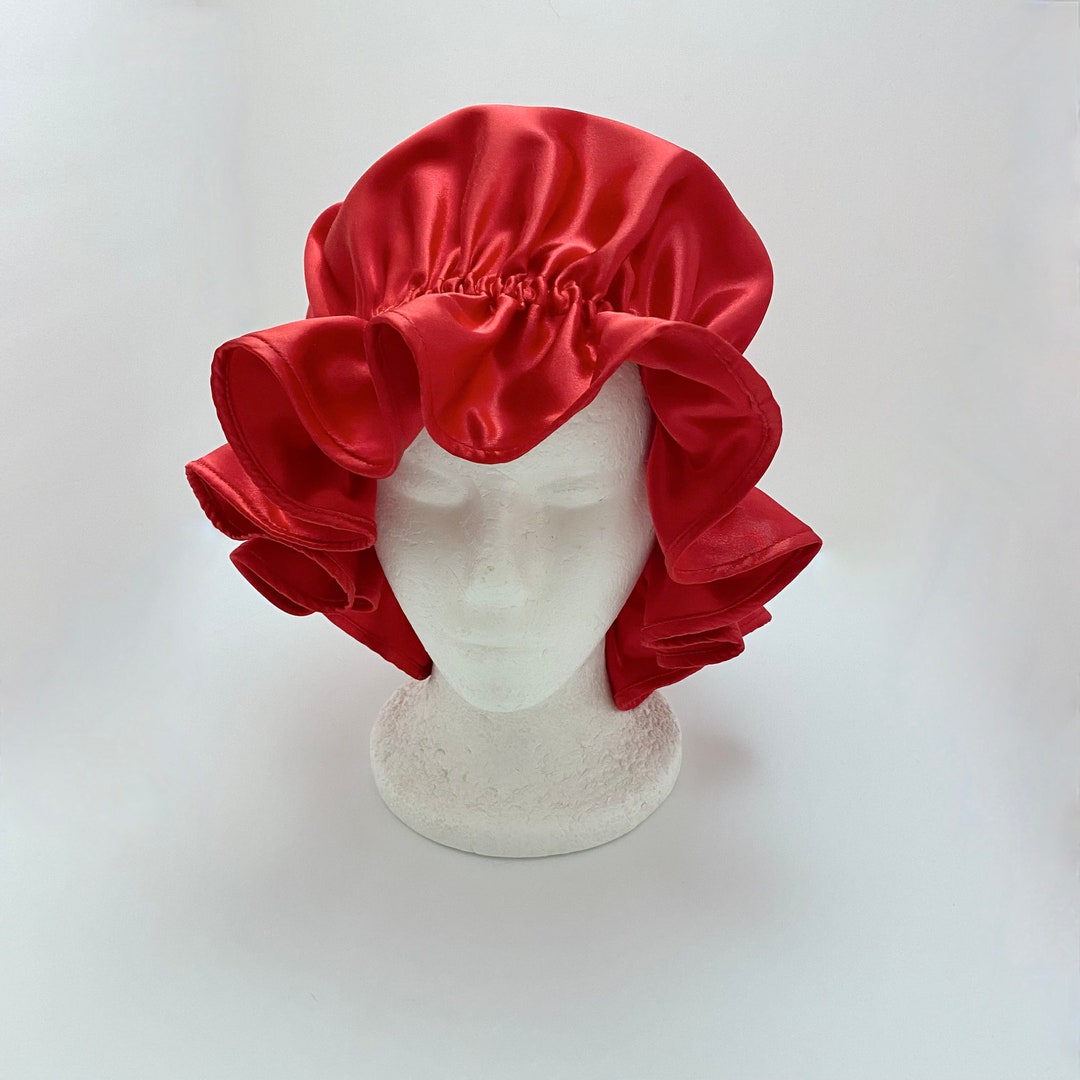 Lined Red Satin Nightcap in Flannel Backed Fabric W/rolled - Etsy