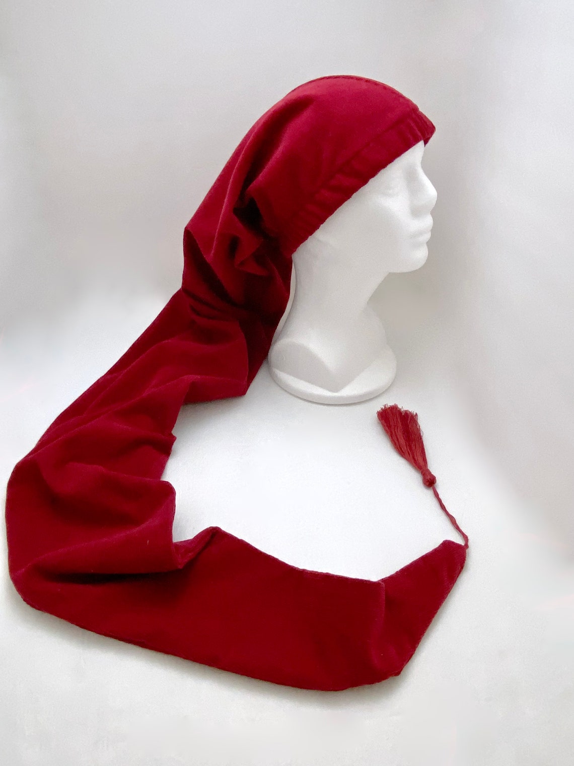 Extra Long Stocking Cap or Nightcap in Red Corduroy With Red - Etsy