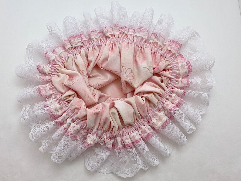 Pink & Coral Floral Print Cotton Mob Cap for Historical Cosplay W/white ...
