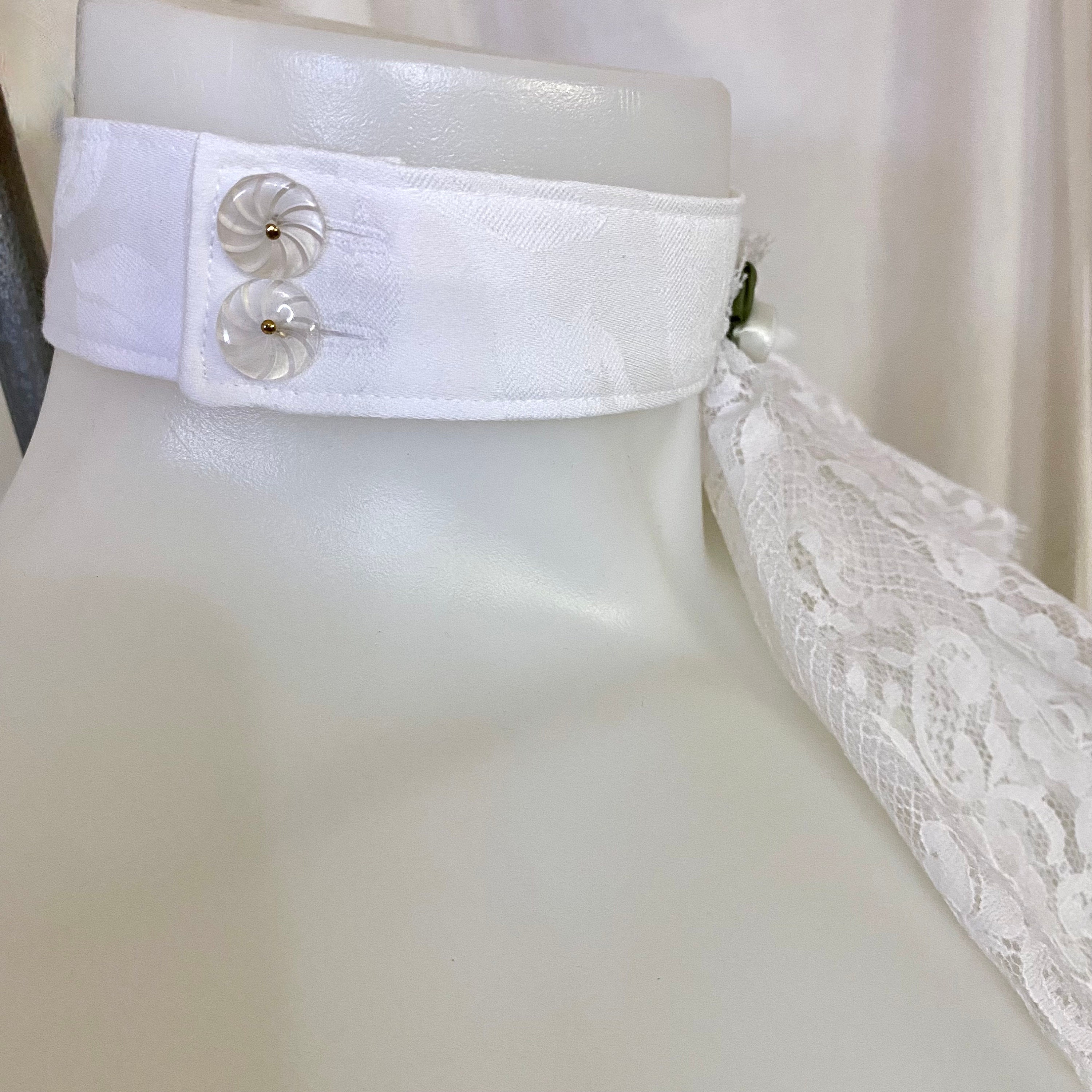 Soft White Long Chantilly Lace Ascot With Scalloped Edge on White ...