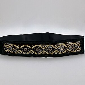 Victorian Waistband, Medici Belt of Black & Gold Ribbon on Black Velvet ...