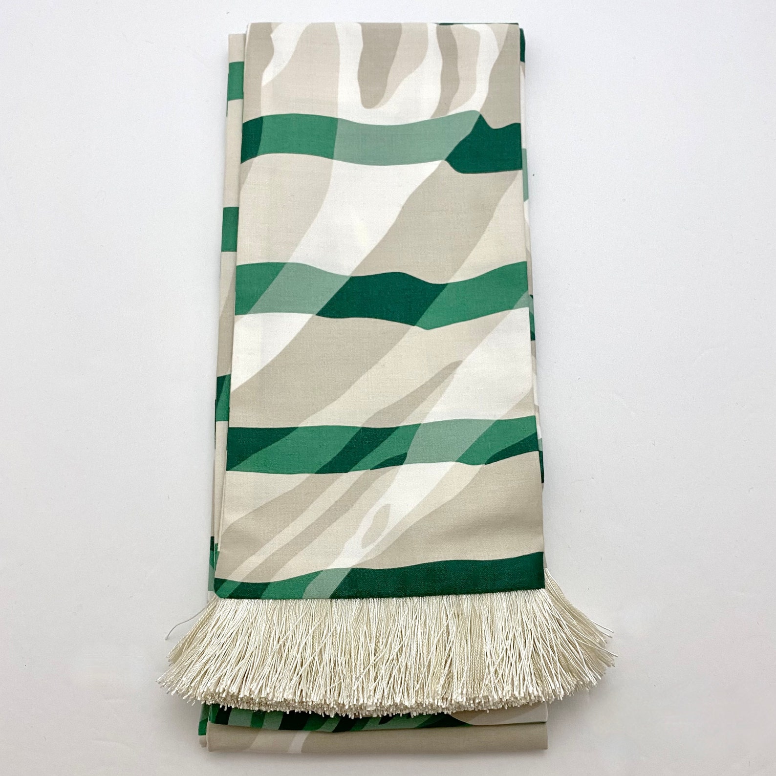 Striped Sash or Tie Belt in Off-white Green & Taupe Cotton W/off-white ...