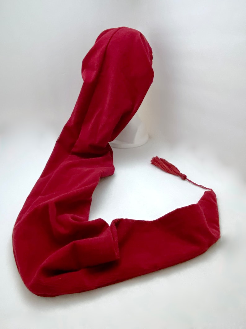Extra Long Stocking Cap or Nightcap in Red Corduroy With Red - Etsy
