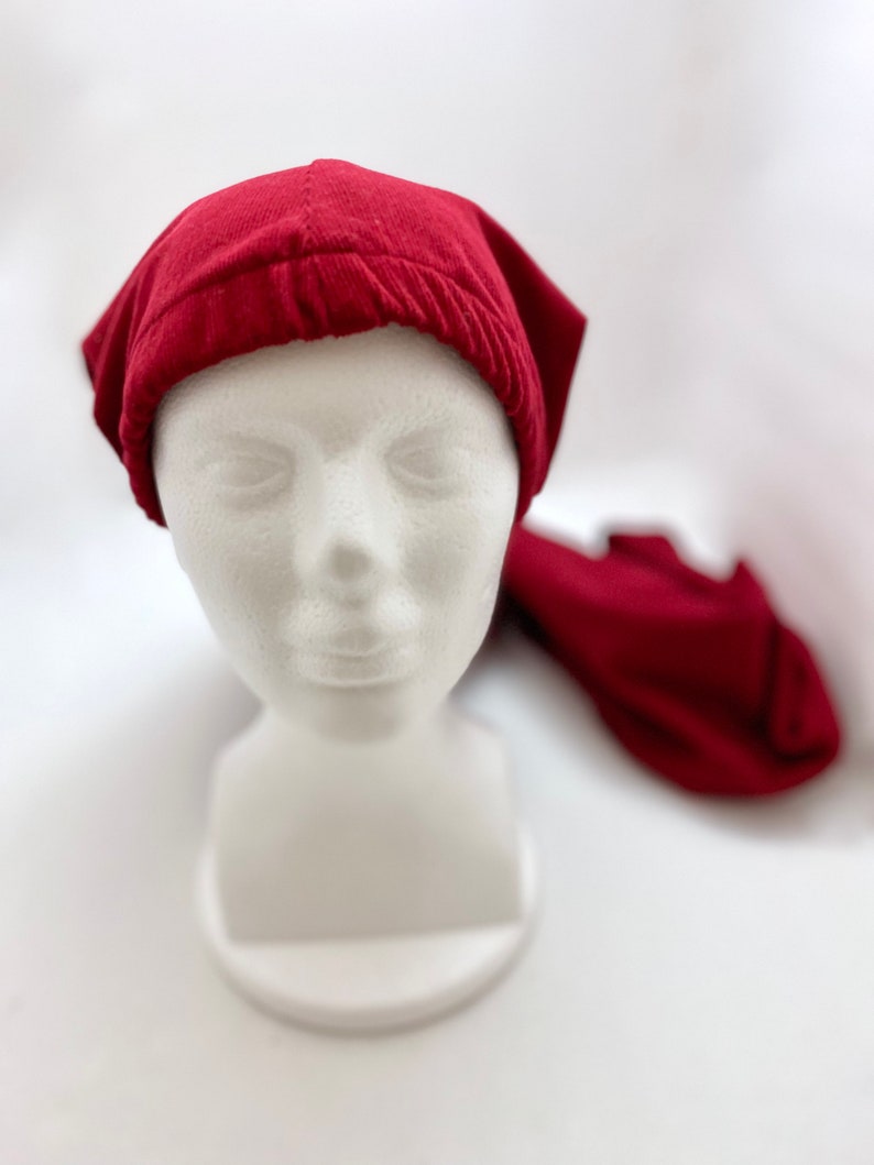 Extra Long Stocking Cap or Nightcap in Red Corduroy With Red - Etsy