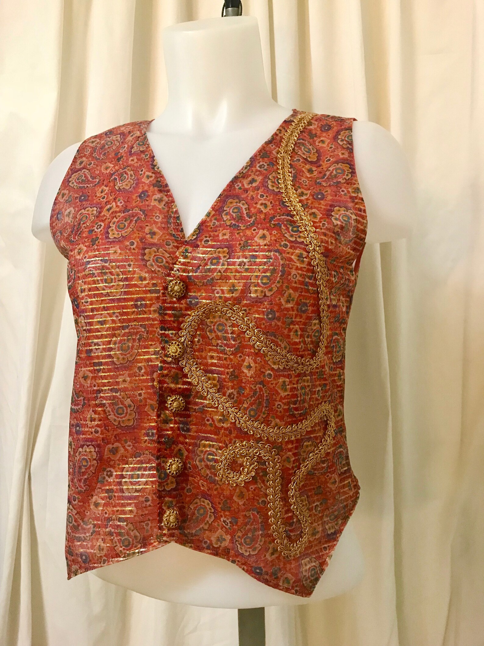 Steampunk Bodice in Semi-sheer Paisley Lamé Fabric in Rust | Etsy