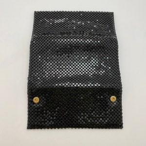 Vintage Black Metal Mesh Trifold Wallet Purse With Snap Closure, Faux ...
