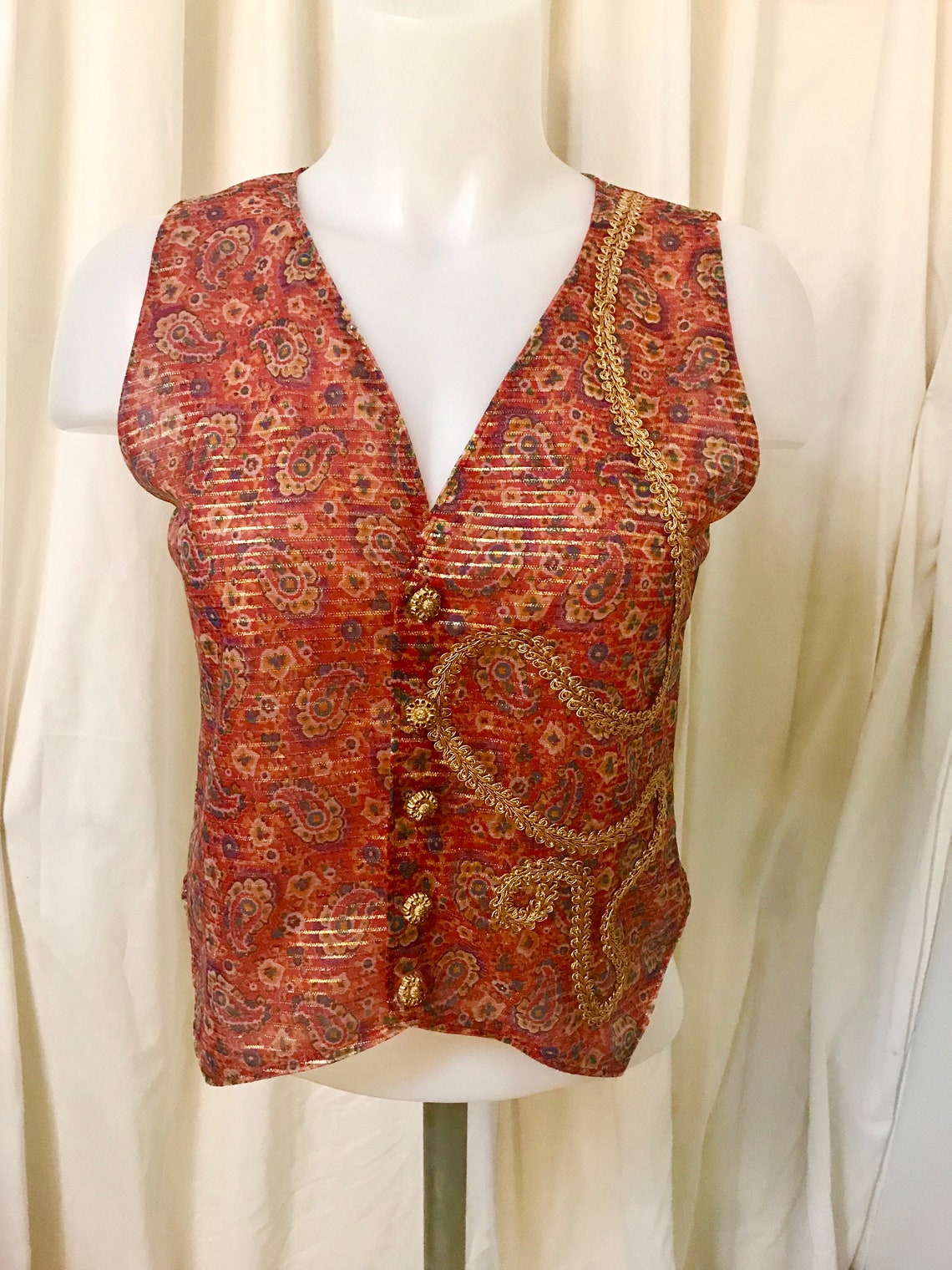 Steampunk Bodice in Semi-sheer Paisley Lamé Fabric in Rust | Etsy