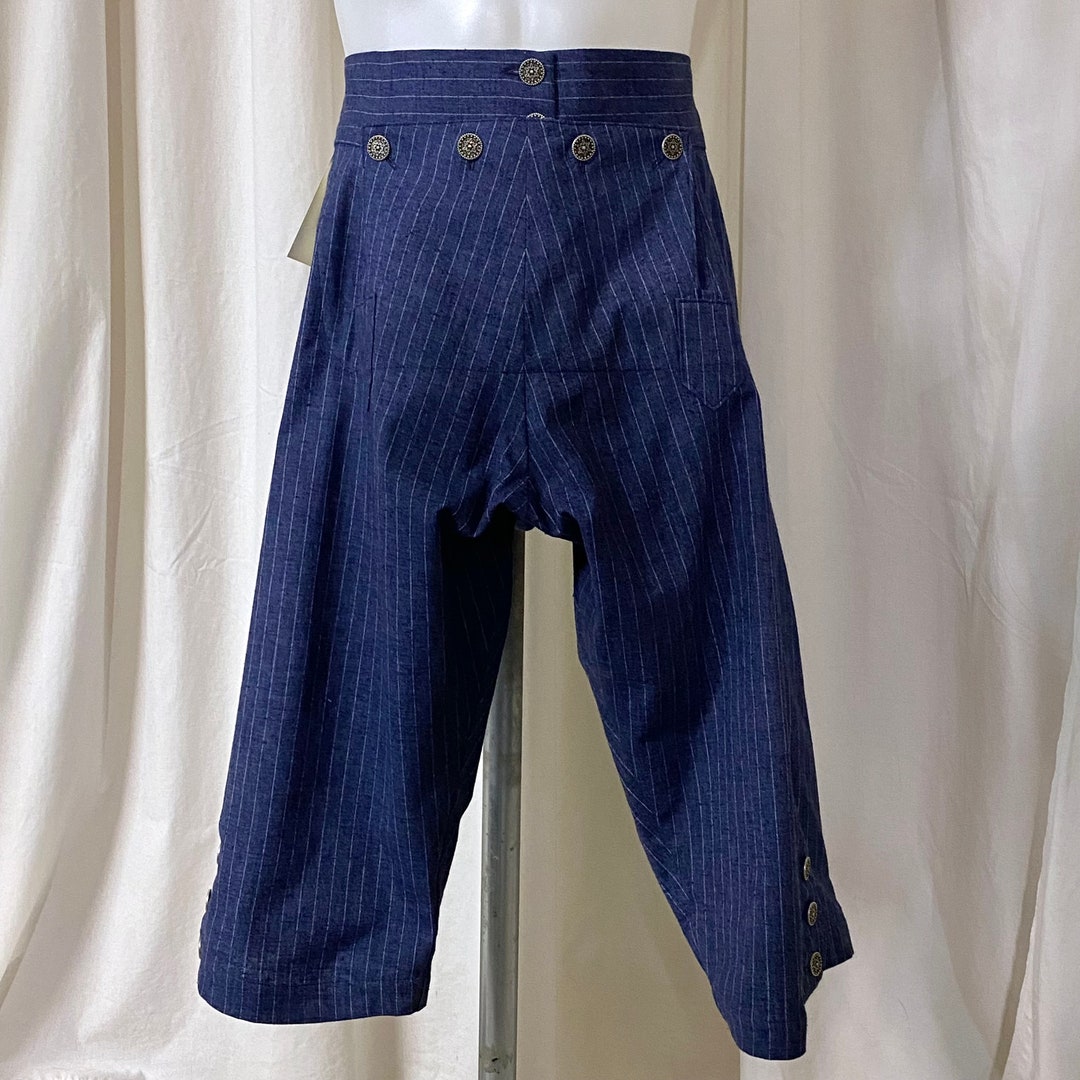 Colonial Breeches, Short Pants in Denim Blue Pinstripe W/front Flap and ...