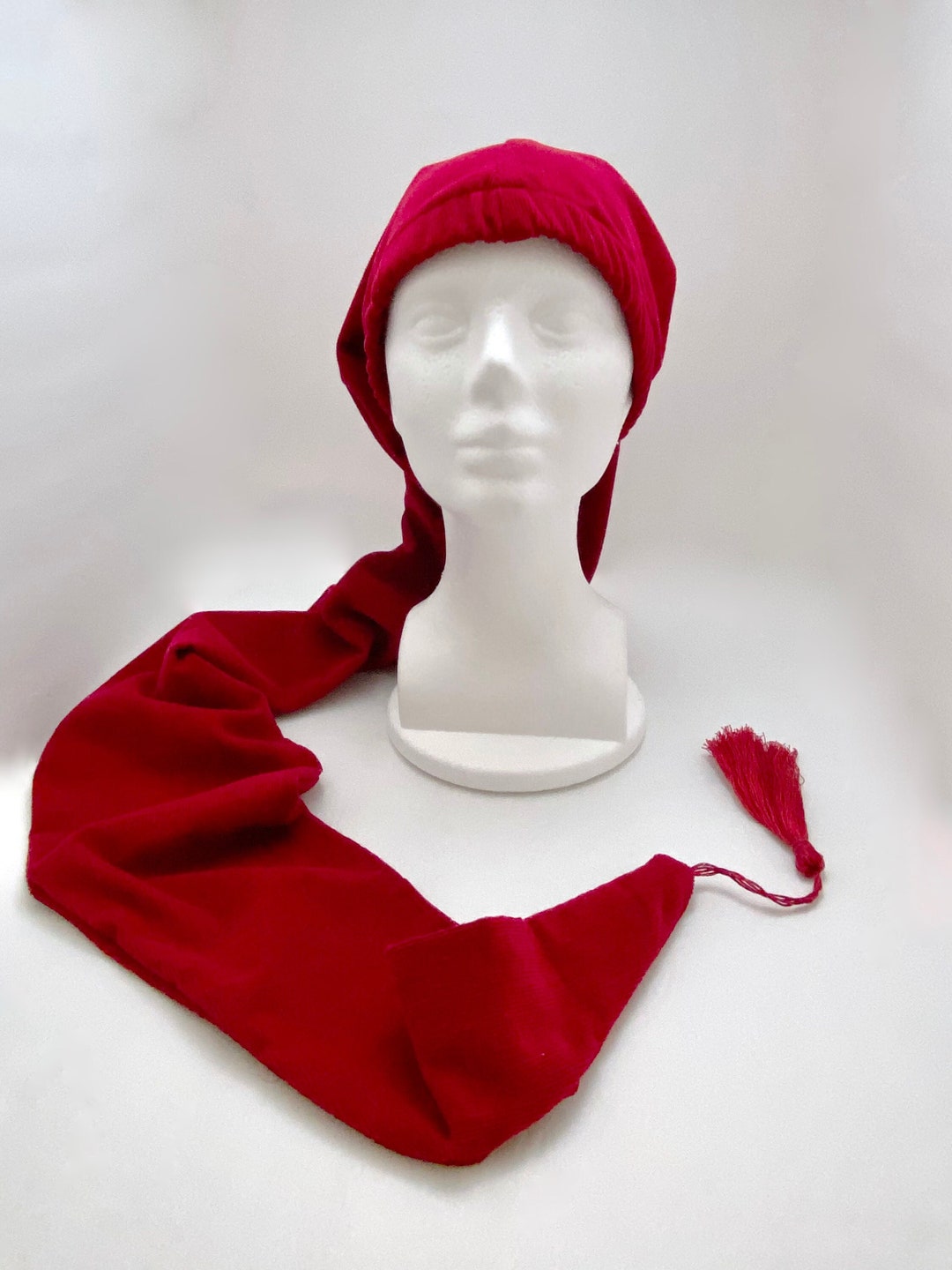 Extra Long Stocking Cap or Nightcap in Red Corduroy W/red - Etsy