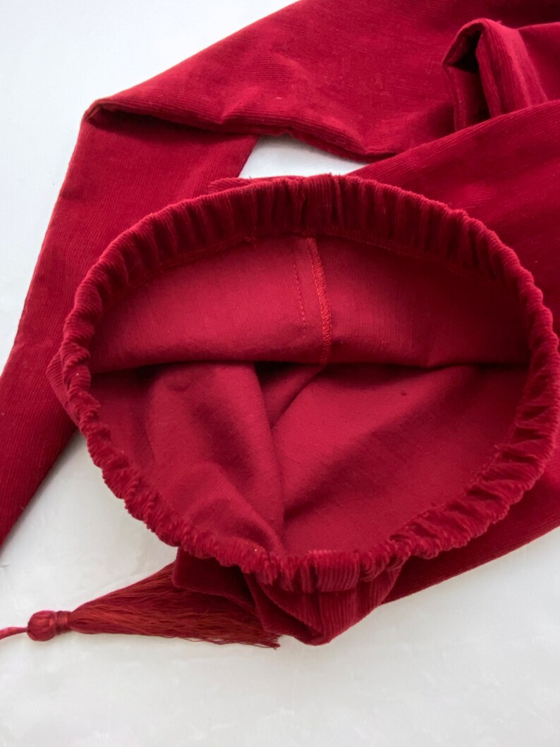Extra Long Stocking Cap or Nightcap in Red Corduroy With Red - Etsy