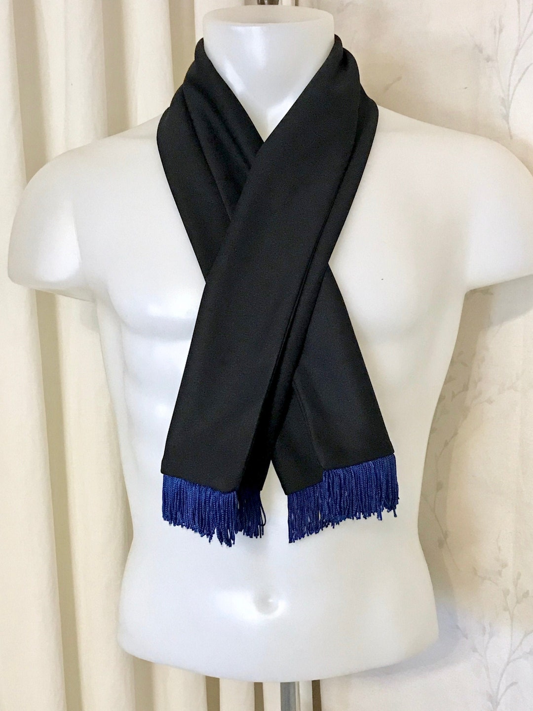 Victorian Opera Scarf in Black With Colored Fringed Ends You - Etsy