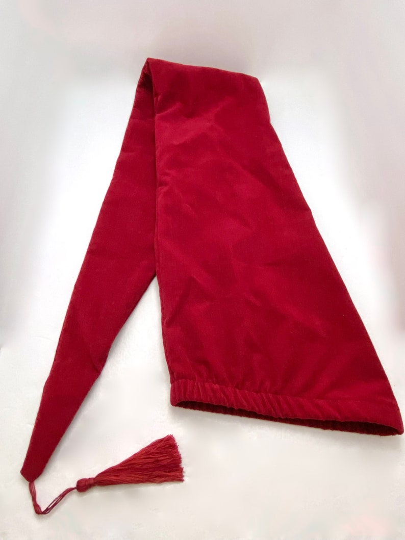 Extra Long Stocking Cap or Nightcap in Red Corduroy With Red - Etsy