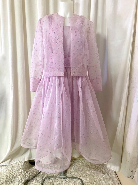 1960s Prom Dress and Jacket in Sheer Lilac Fabric wit… - Gem