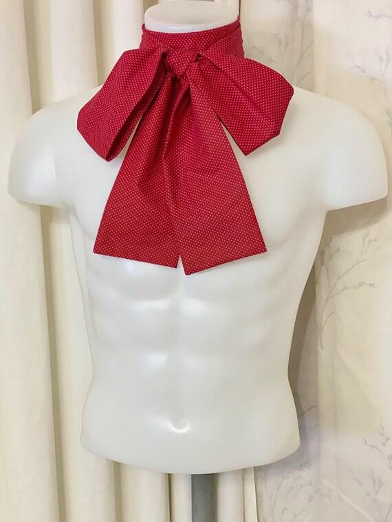 Cotton Ascot in Ruby Red Micro Dot Fabric W/square Ends for - Etsy