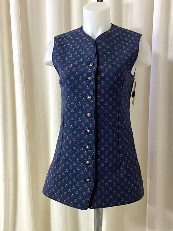 Colonial Vest in Brocade Mini-print With Button Front in Dark - Etsy