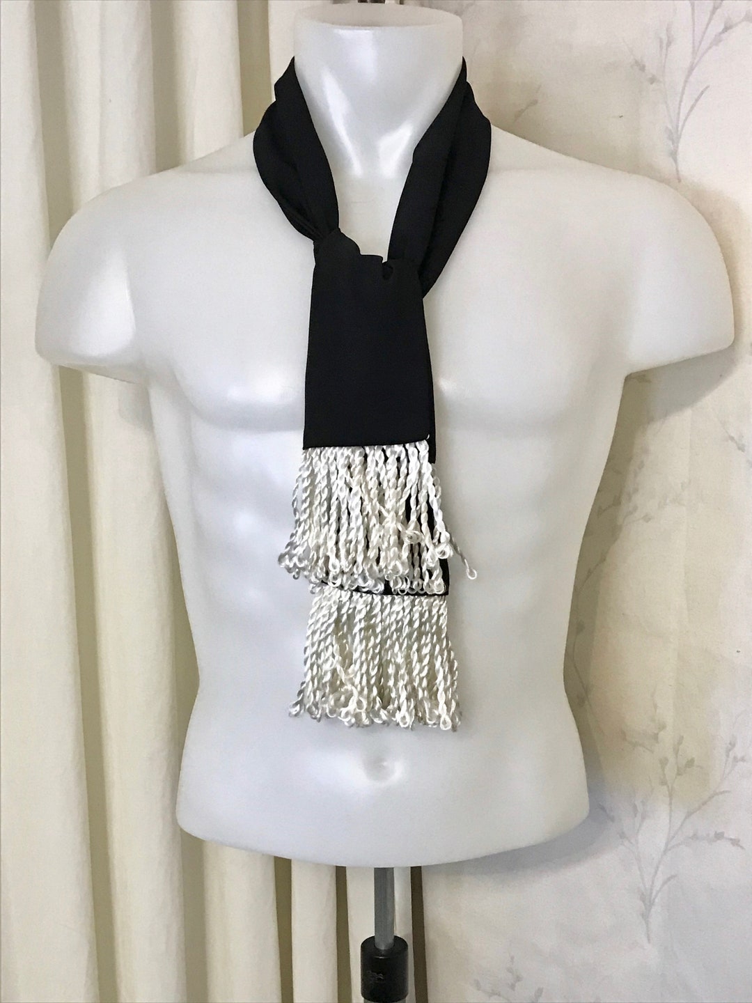 Victorian Opera Scarf in Black With Long Fringed Ends, You Choose Color ...