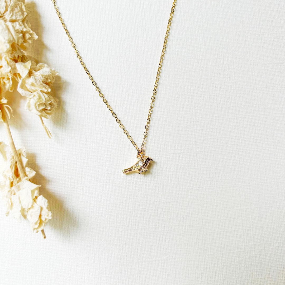 Dainty Bird Necklace, Gold Plated Filled Bird Necklace - Etsy