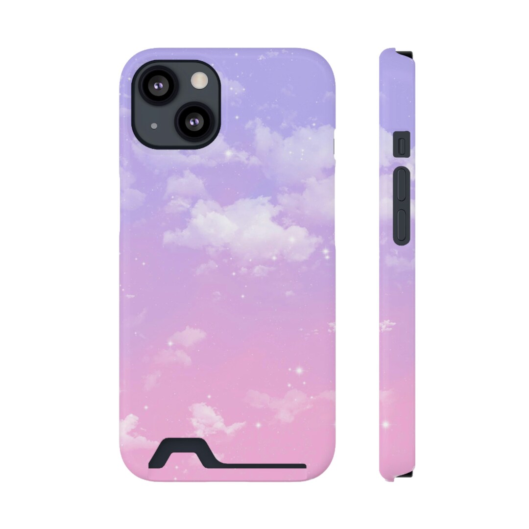 Cute Kawaii Pastel Cloudy Starry Sky Phone Case With Card - Etsy