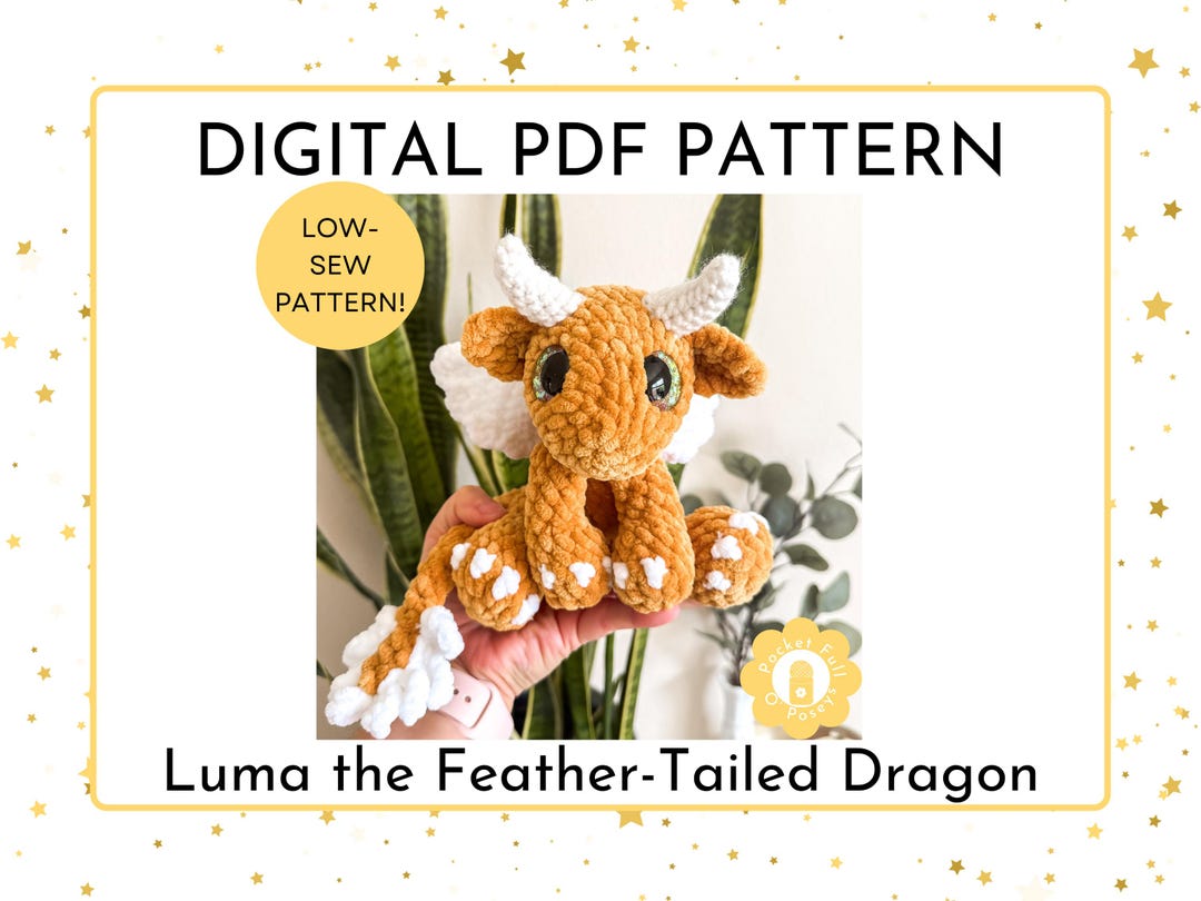 Crochet Dragon Pattern Tutorial: Luma the Low Sew Amigurumi Feather ...