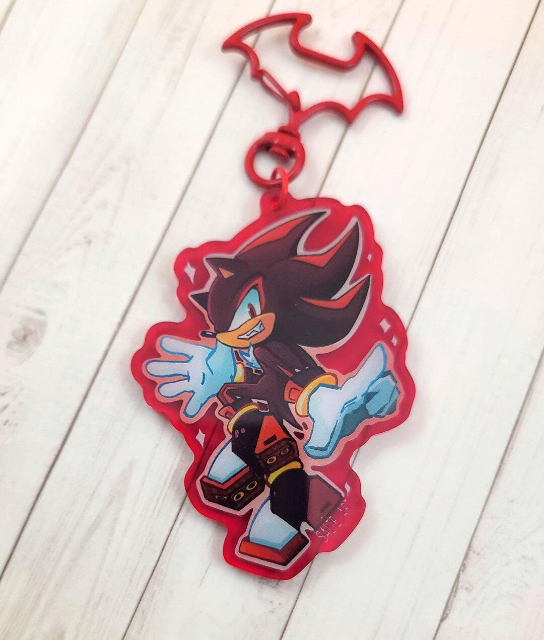 Shadow the Hedgehog Keychain: Red Acrylic Y2K Sega Fan Art - Etsy
