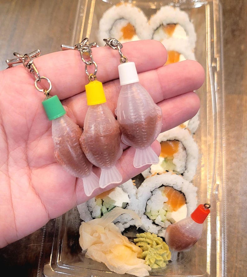 Food Replica | Shoyu Soy Sauce Fish Keychain | Resin Realistic Food ...