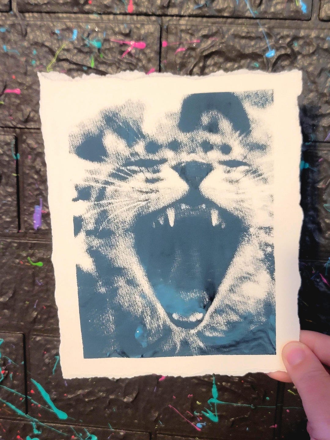 Screenprint of Screaming Cat | Art Print | Kitty | Fine Art - Etsy