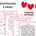 4 Valentine Printable Activities, Activity Sheets, Printable, Maze ...