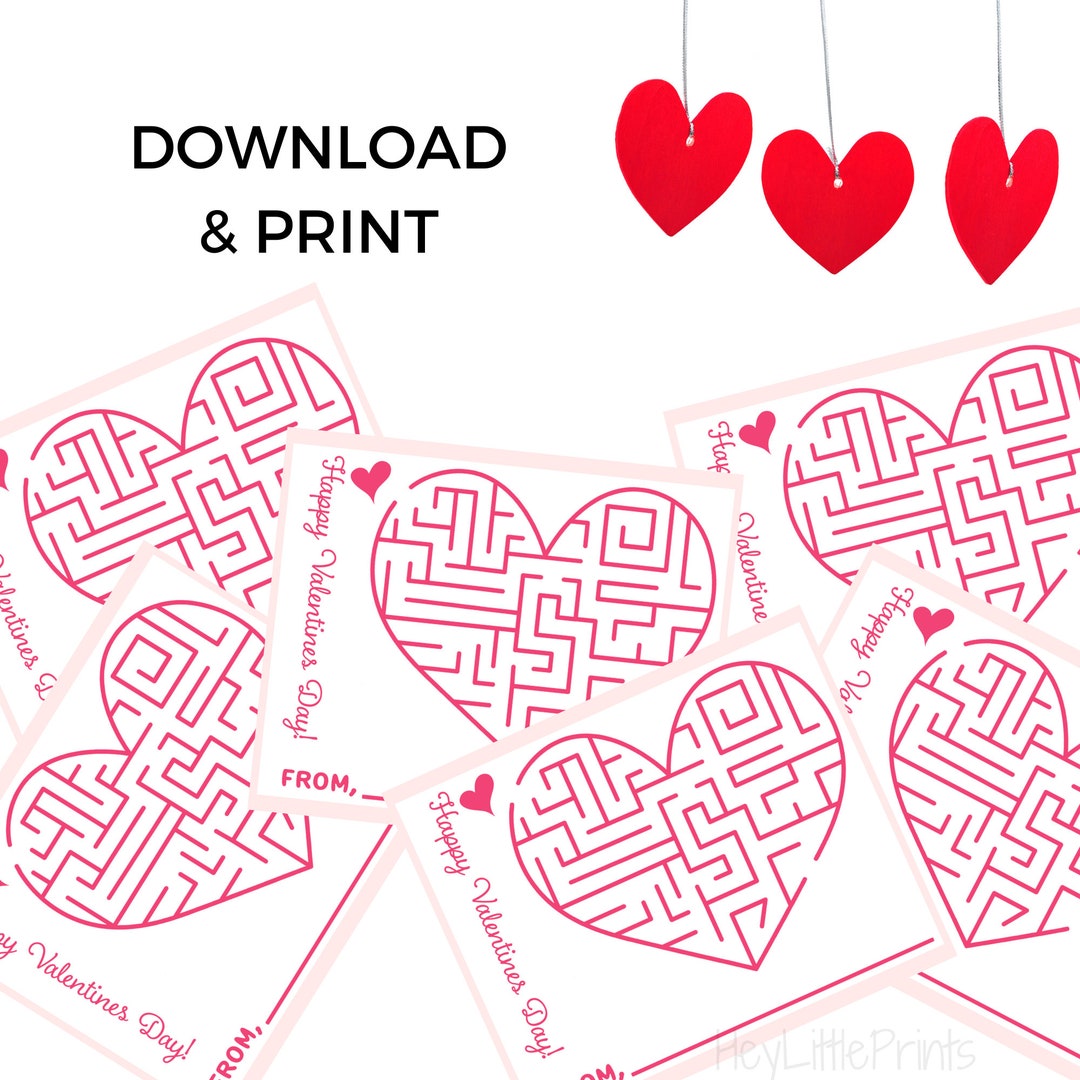 Printable Maze Valentine Preschool Valentine School - Etsy