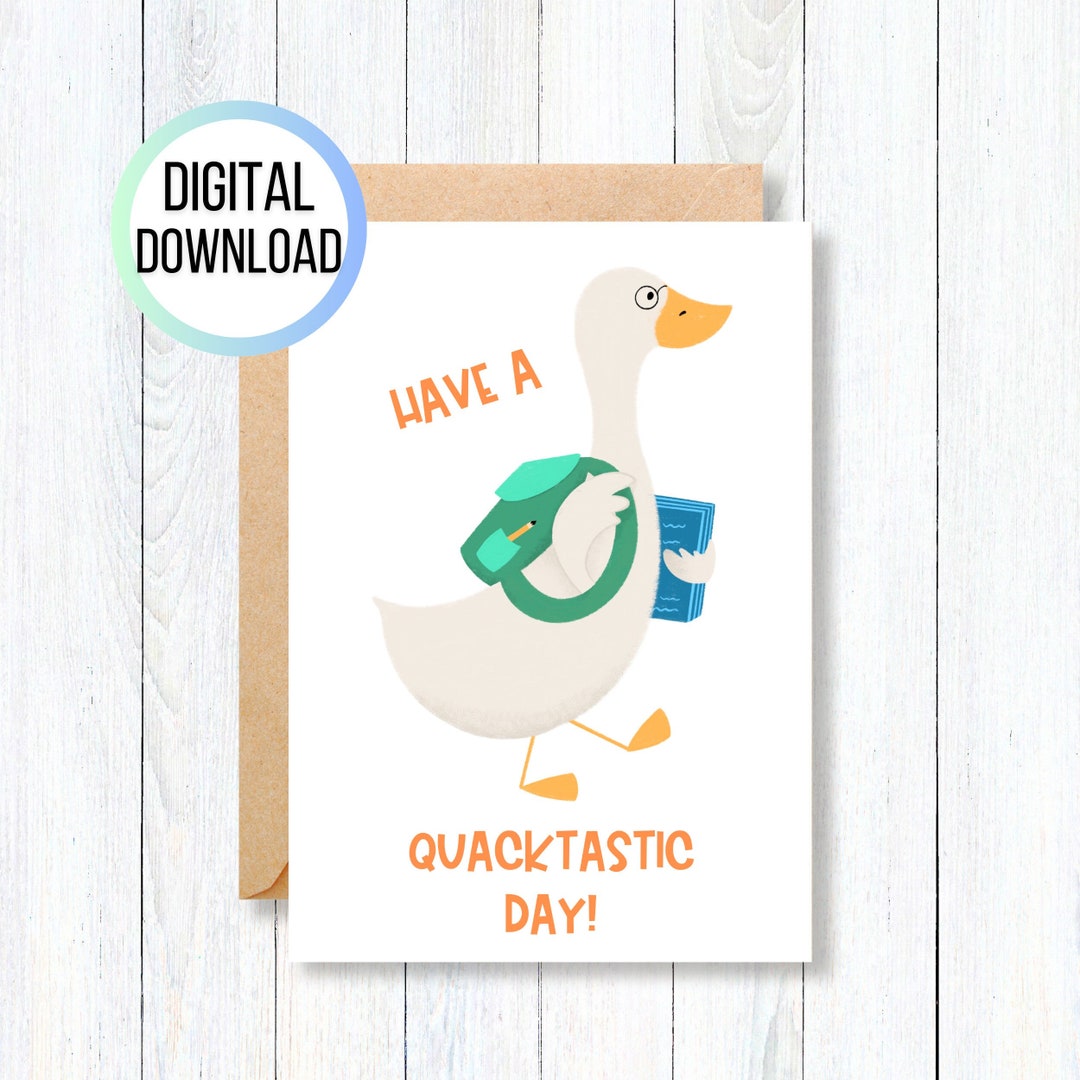Digital, Printable, Greeting Card, Quacktastic Day, Card, Duck, Quack ...