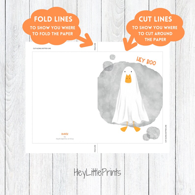 Digital, Printable, Greeting Card, Hey Boo, Duck Costume, Halloween ...