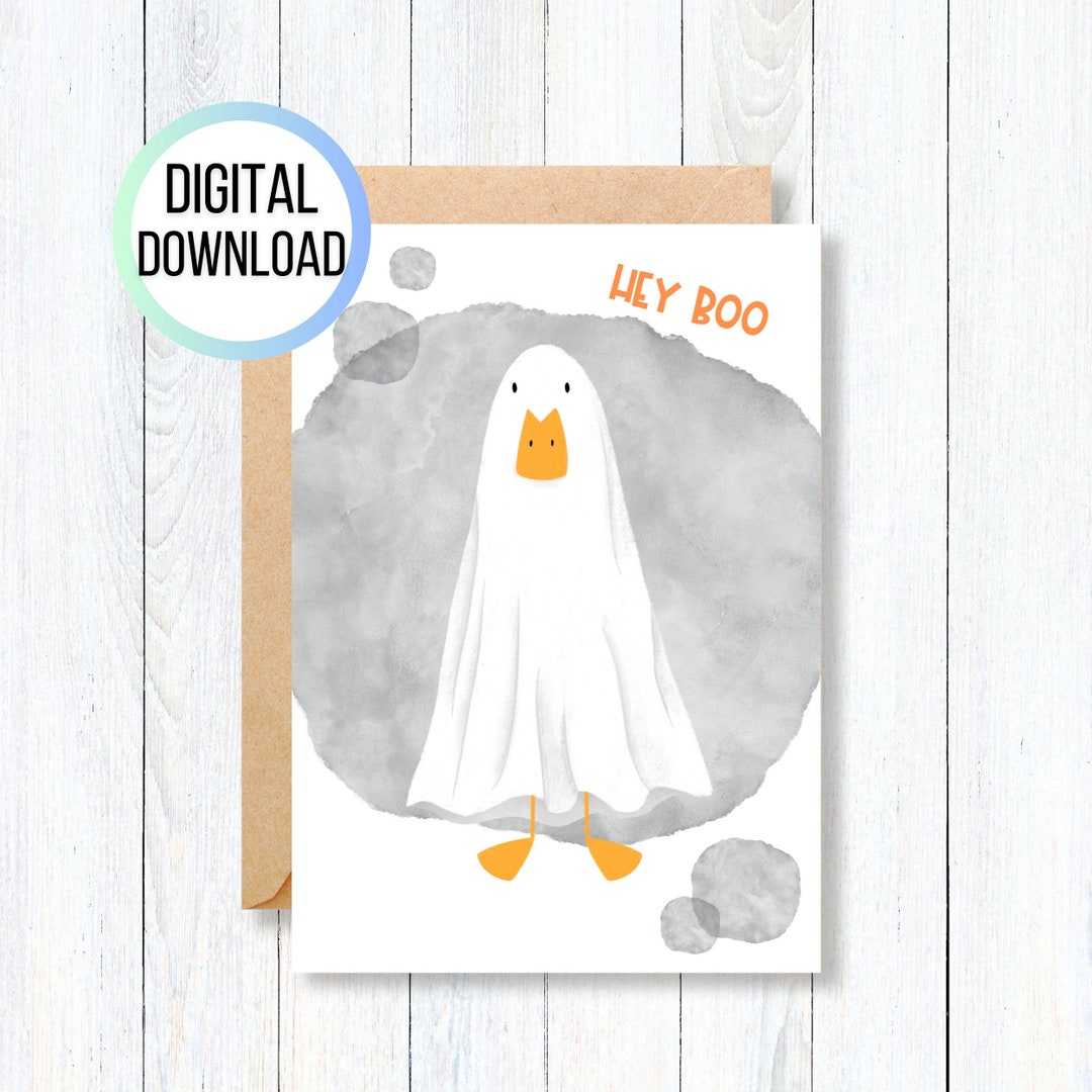 Digital, Printable, Greeting Card, Hey Boo, Duck Costume, Halloween ...