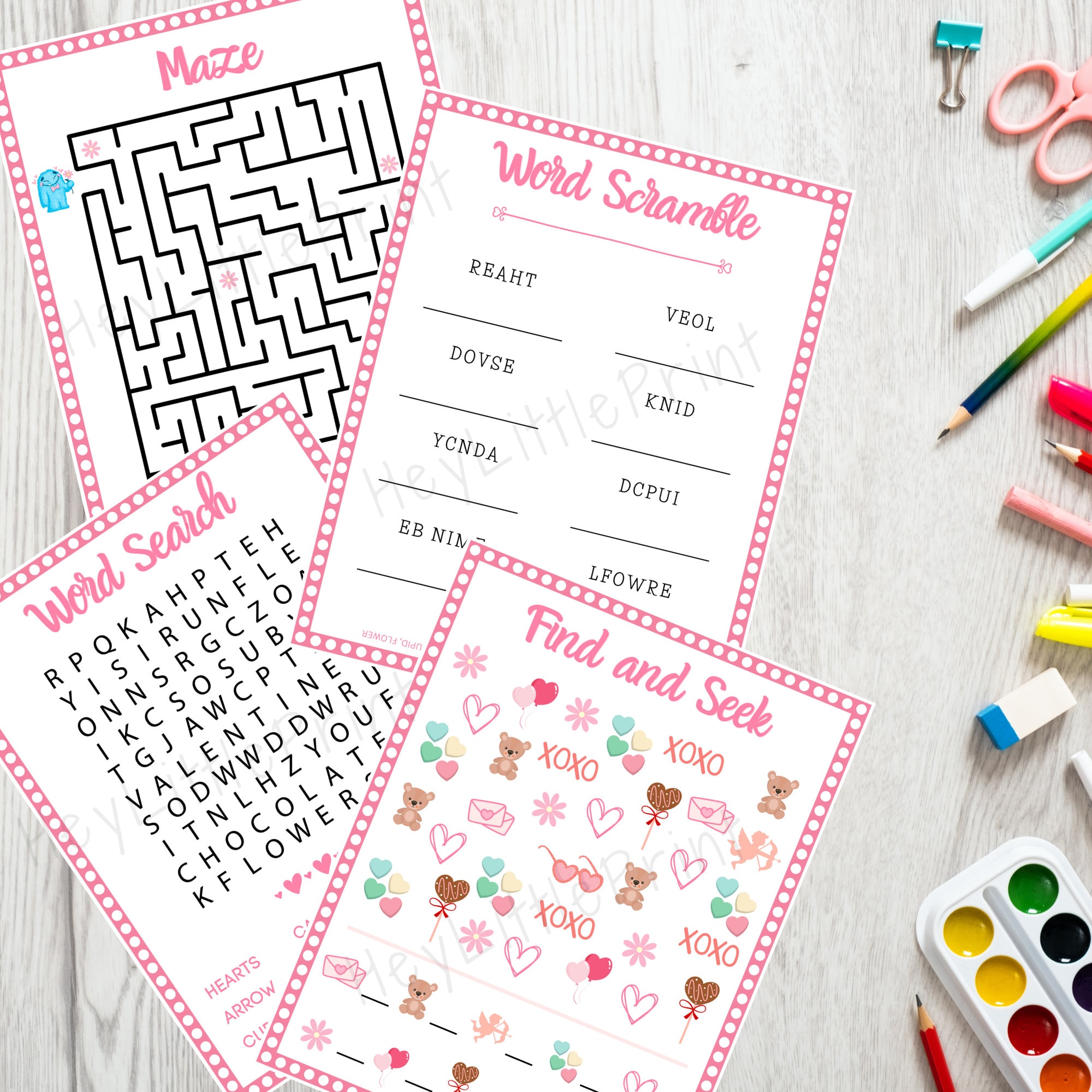 4 Valentine Printable Activities, Activity Sheets, Printable, Maze ...