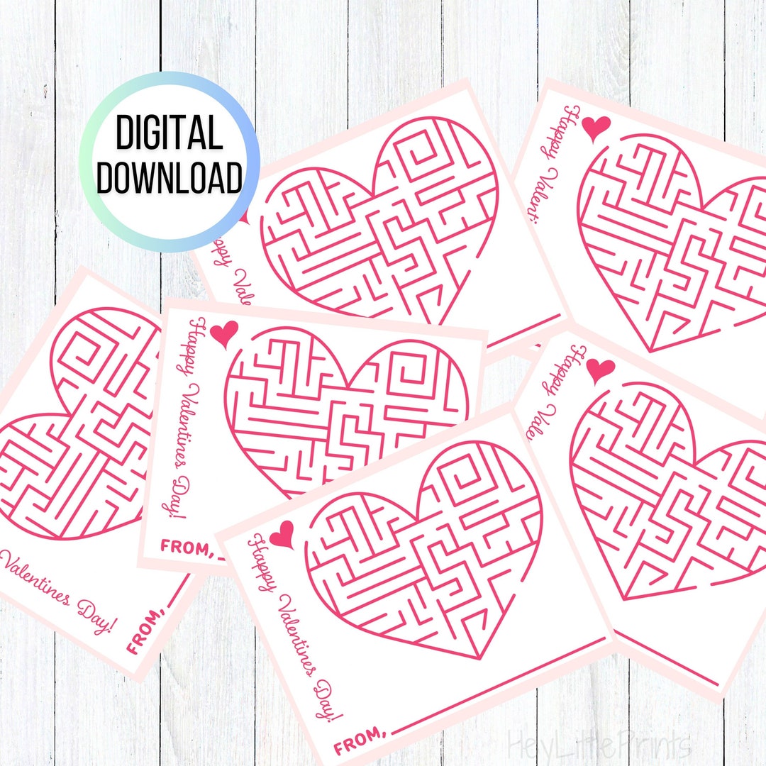 Printable Maze Valentine, Preschool Valentine, School Valentine ...