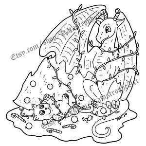 Printable Christmas Dragon Coloring Pages Set 2 - Etsy